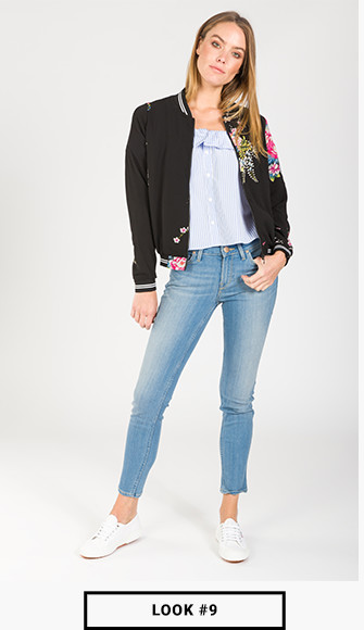 Blumen Collegejacke und Streifenshirt | Defshop Magazin